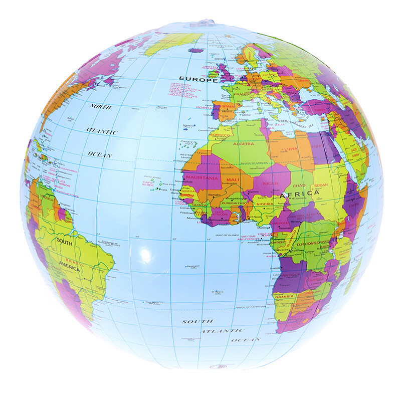 16" 40cm Inflatable World Geography Earth Map Ball Beach Ball ...