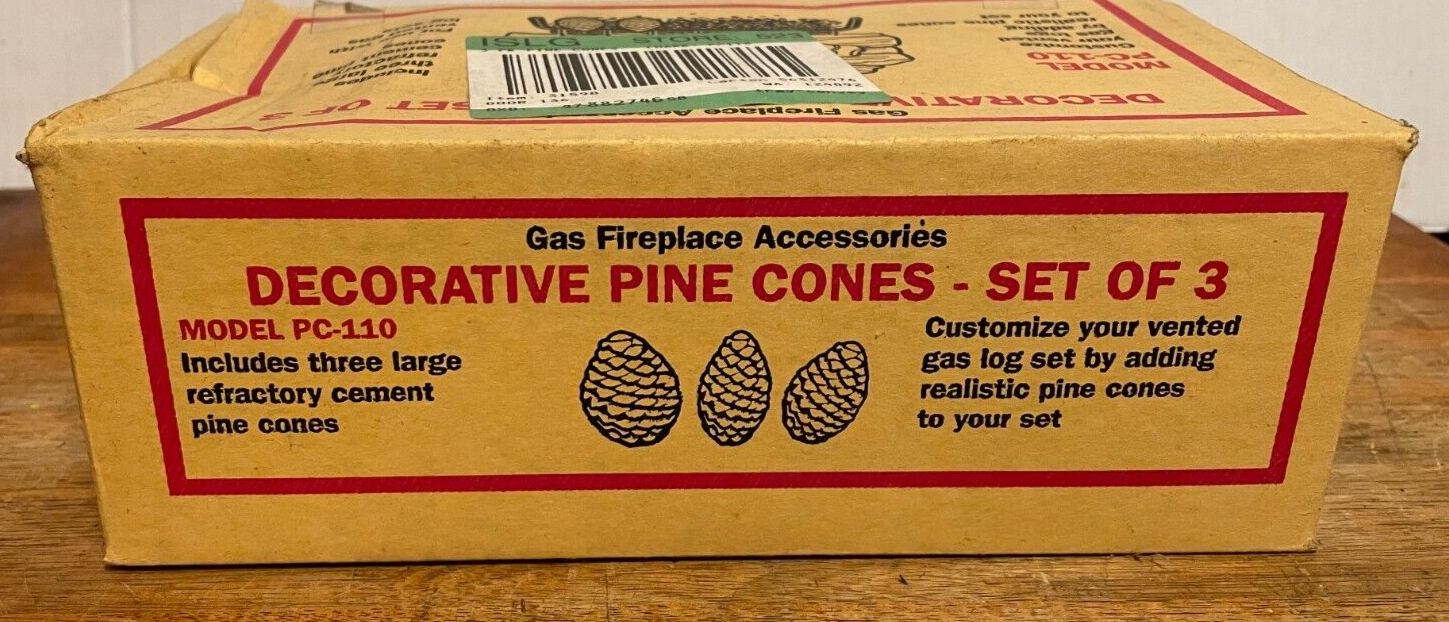 Decorative Pine Cones for Gas Fireplaces, Set of 3 Refractory Cement ...