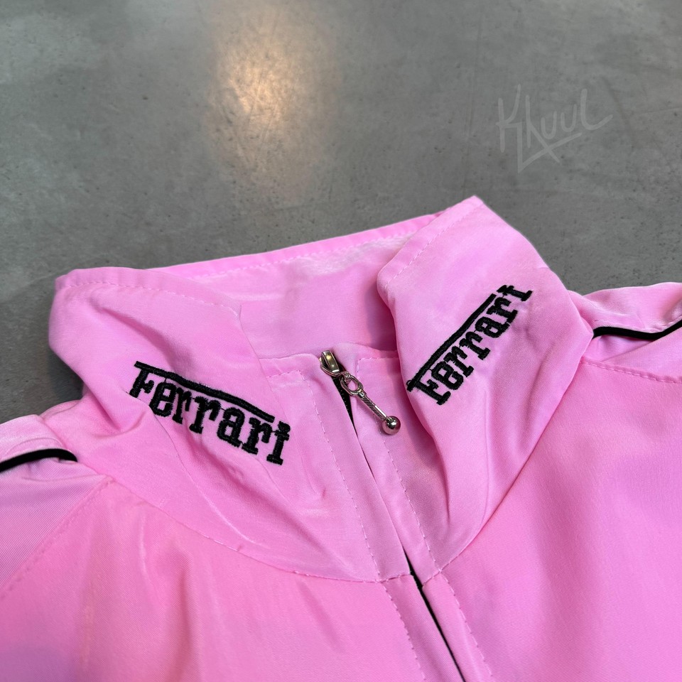 Vintage Ferrari F1 Racing Jacket in Pink Embroidered Sponsor Logos ...