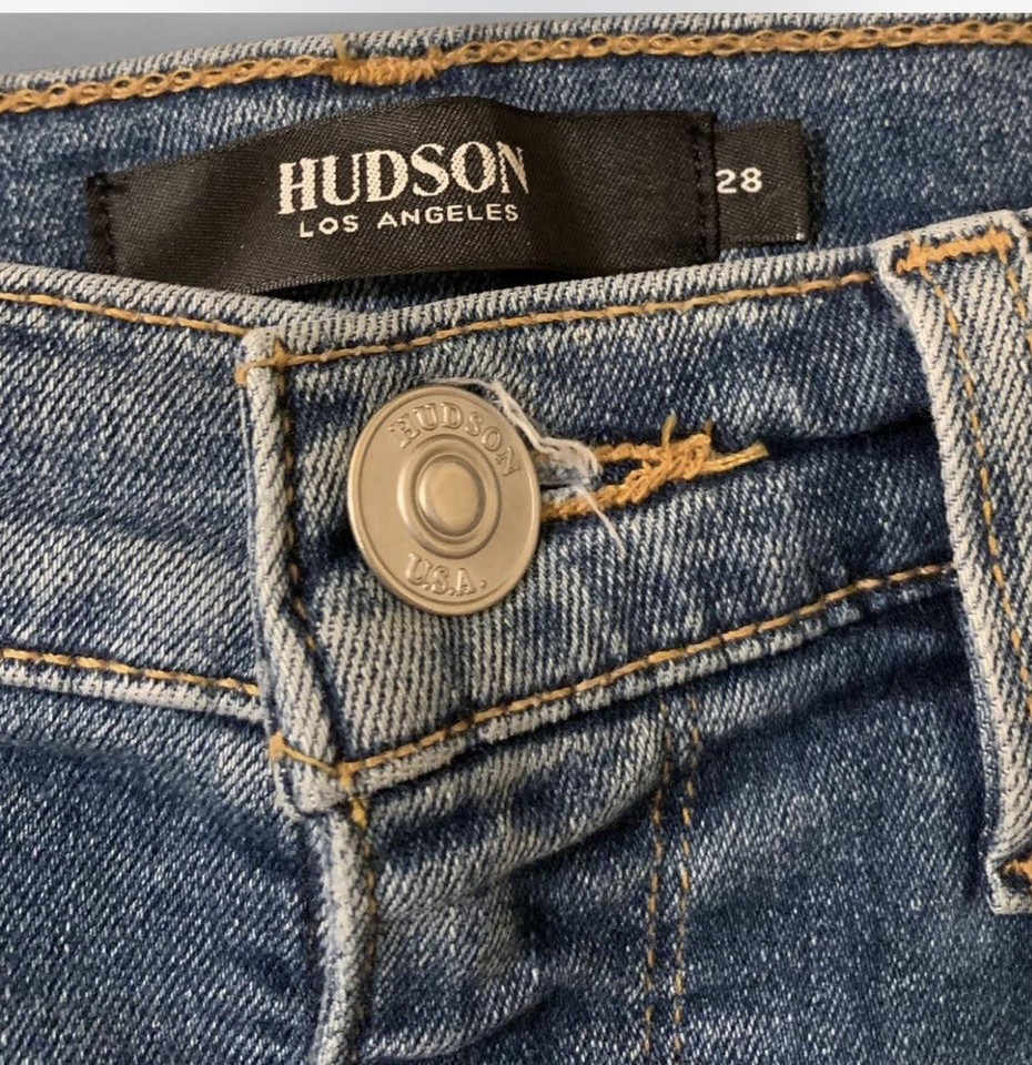 Hudson Womens Barbara Skinny High Waist Blue Jeans Fringe Ankle jeans ...