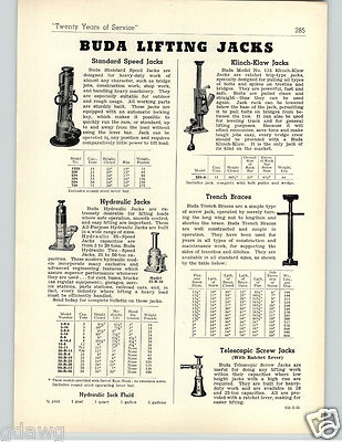 1951 PAPER AD Buda Lifting Jacks Jack Railroad Track Drill Hand Power ...