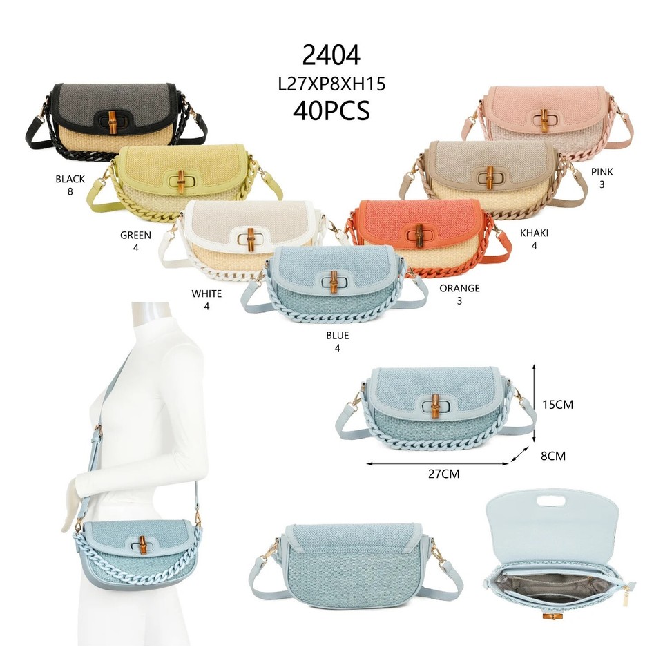 Ladies Small Bamboo Twist Lock Cross Body Bag Girls Side Handbag 2404 ...