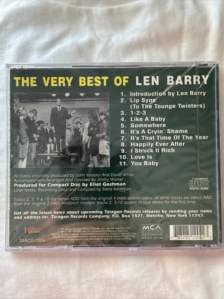 LEN BARRY VERY BEST OF CD Taragon 1994 NEW Sealed 11 TRACKS Hype ...