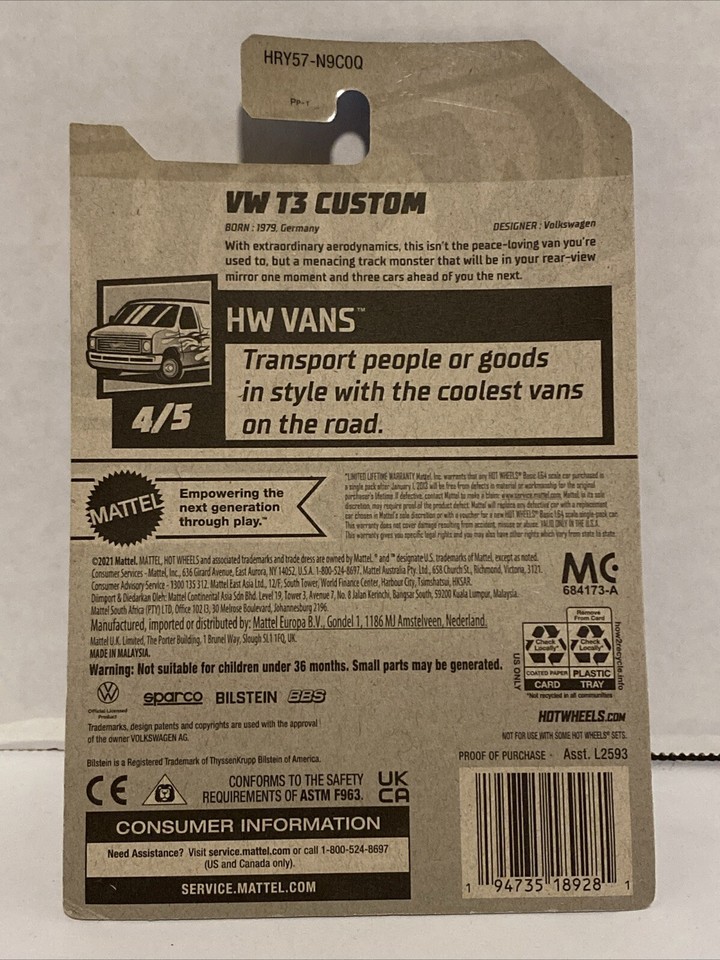 HOTWHEELS 2024 1979 Volkswagen VW T3 Custom HW VANS #227 4/5 NEW ...