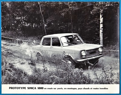 large vintage photo Simca 1000 prototype car auto foto France ca 1960 ...