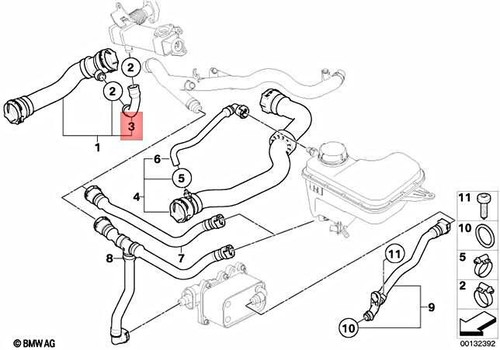 Genuine BMW E83 E83N X3 Radiator Coolant Hose OEM 17123414481 | eBay