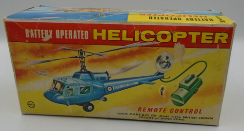 MARX BATTERY OPERATED REMOTE CONTROL HELICOPTER YELLOW BOXED PLEASE ...