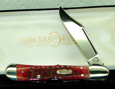 CASE SELECT USA,2001, 61549L COPPERLOCK KNIFE, SUPER PRETTY RED BONE ...