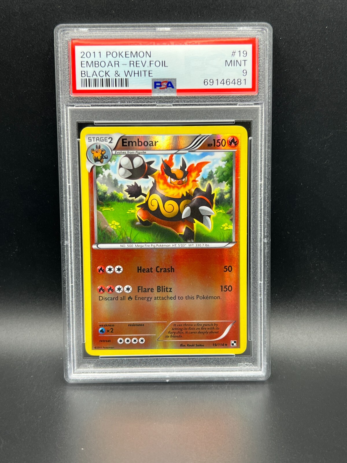 Pokemon PSA 9 MINT Emboar 19/114 Black & White Reverse Holofoil 2011 S ...