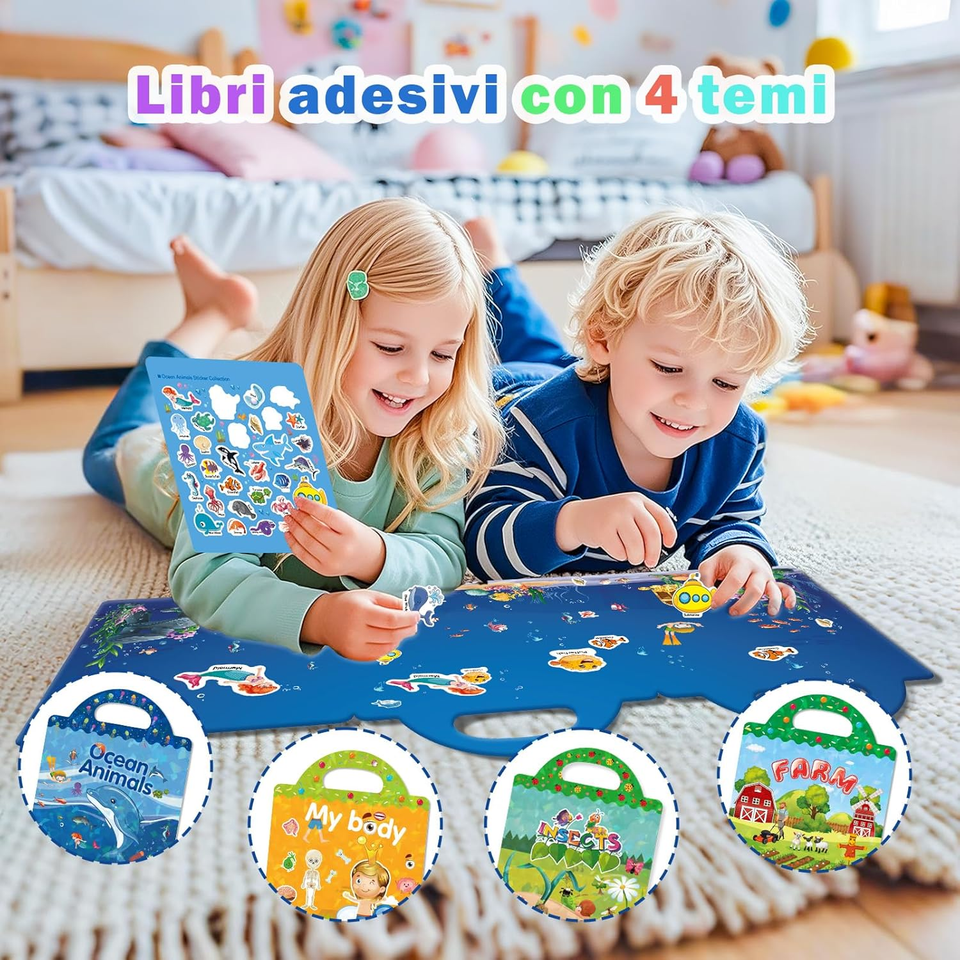 4 Pezzi Stickers Book: Libro Adesivi Attacca E Stacca Bambini 2 3 4 5 6 ...