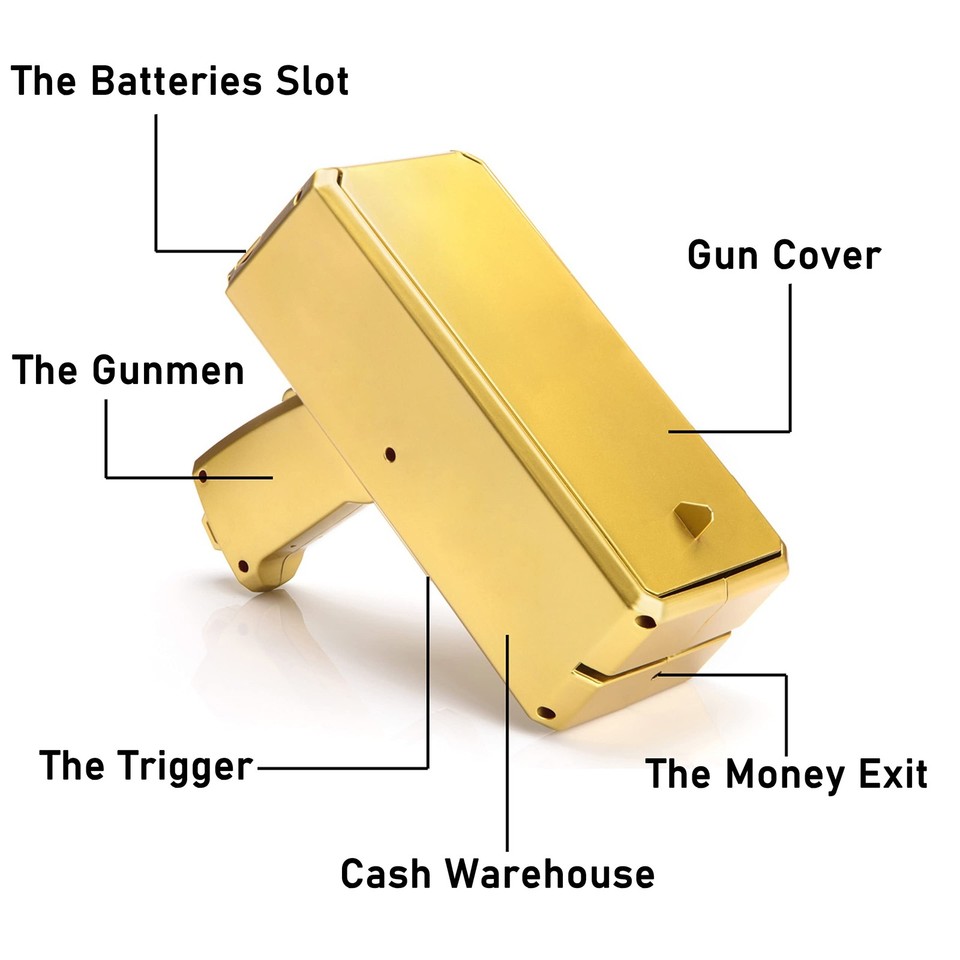 Handheld Money Shooter Toy - Golden Cash Spray Make It Rain Paper Play ...