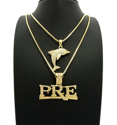 New Ice Bling YOUNG DOLPH PRE & DOLPHIN Chain Set Gold Plated. | eBay