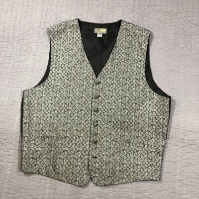 Steven Land Vest Men XL Gray Paisley Classic V Neck Academia Career ...