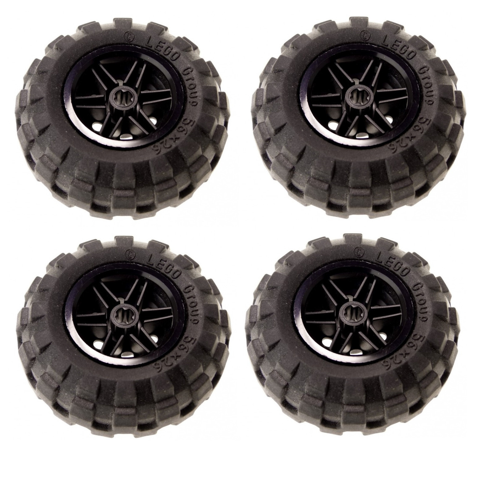 ☀️NEW Lego 56x26 Technic Balloon Tires LOT OF 4 with Black Wheels NXT ...