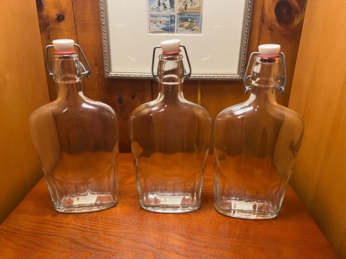 Flask Clear Glass Bottles with Wing Top | eBay