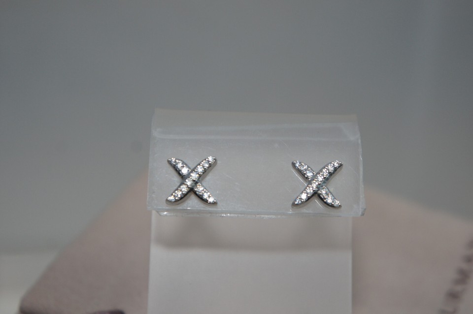 David Yurman 925 Silver 585 Diamond X Crossover Post Stud Earrings DY ...