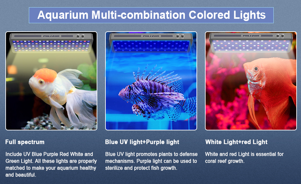 300W LED Aquarium Light Full Spectrum Aquatic Lamp for Fish Tank Coral ...