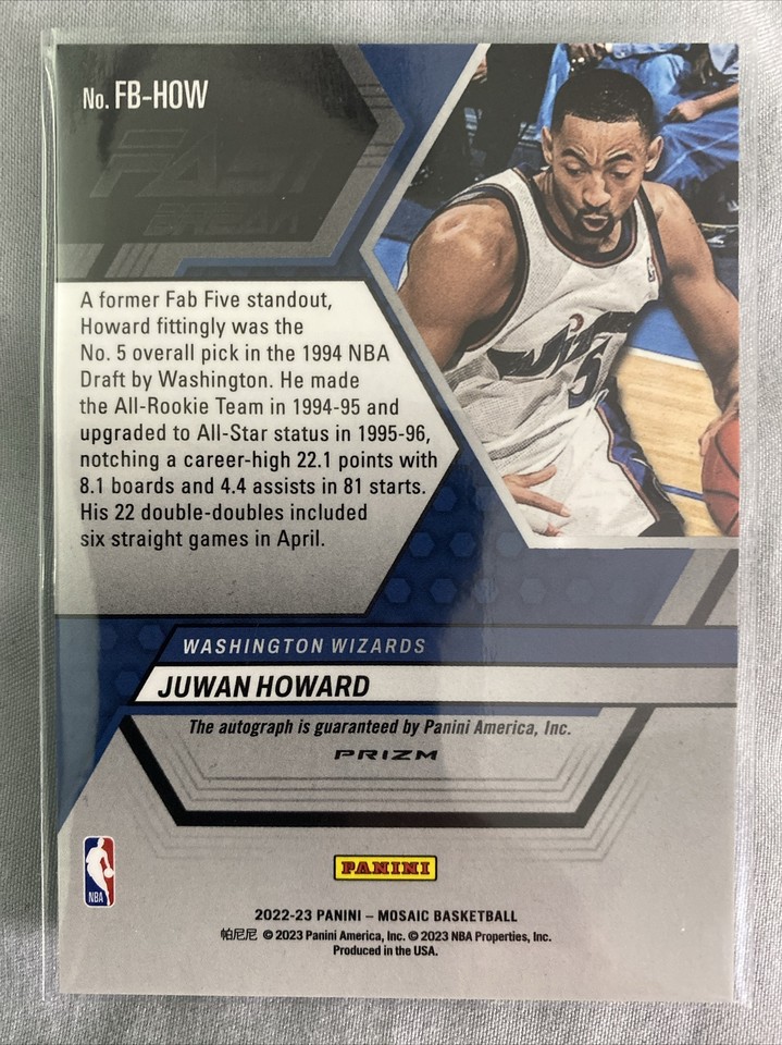 2022-23 Juwan Howard Fast Break Silver Auto Mosaic Wizards Fab Five ...