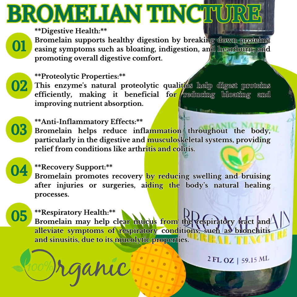 Bromelain 2K Tincture Natural Liquid Drop Pineapple Enzyme Digestive ...