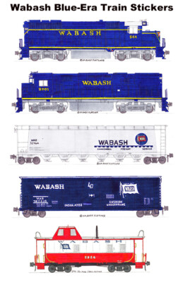 Wabash Blue-era Freight Train 5 individual Stickers Andy Fletcher | eBay