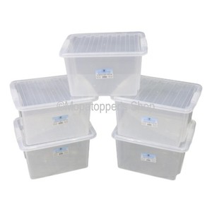 NEW Pack Of 5 British Made 30 Litre Clear Plastic Storage Boxes Box ...