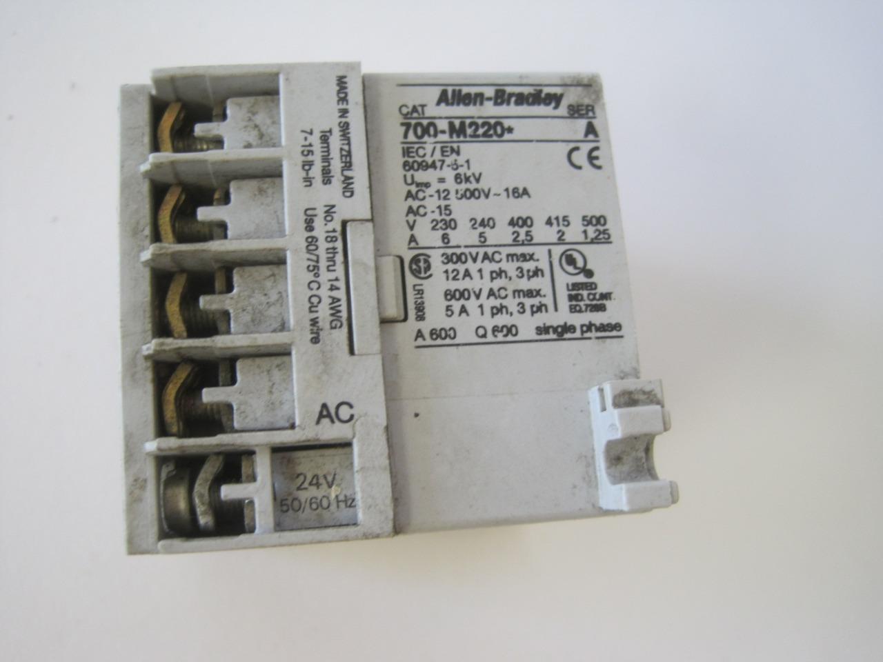AB M220 SER A CONTACTOR WITH 440V 480V 50/60Hz 700-M220 300/600VAC 12 ...