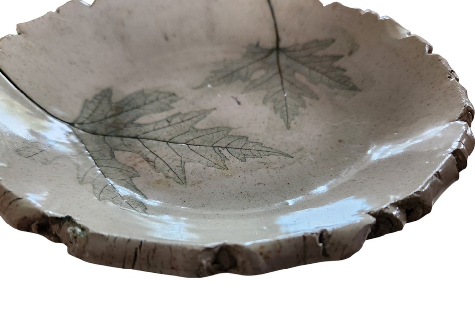Vintage Nemadji Forest Impression Hand Made Maple Leaf Clay Pottery ...