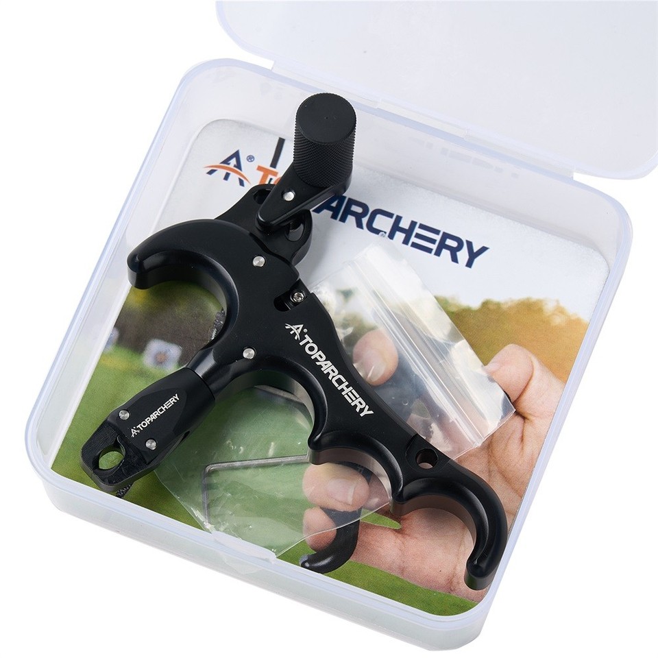 Archery 360° Rotate Compound Bow Release Aids 4 Finger Thumb Trigger ...