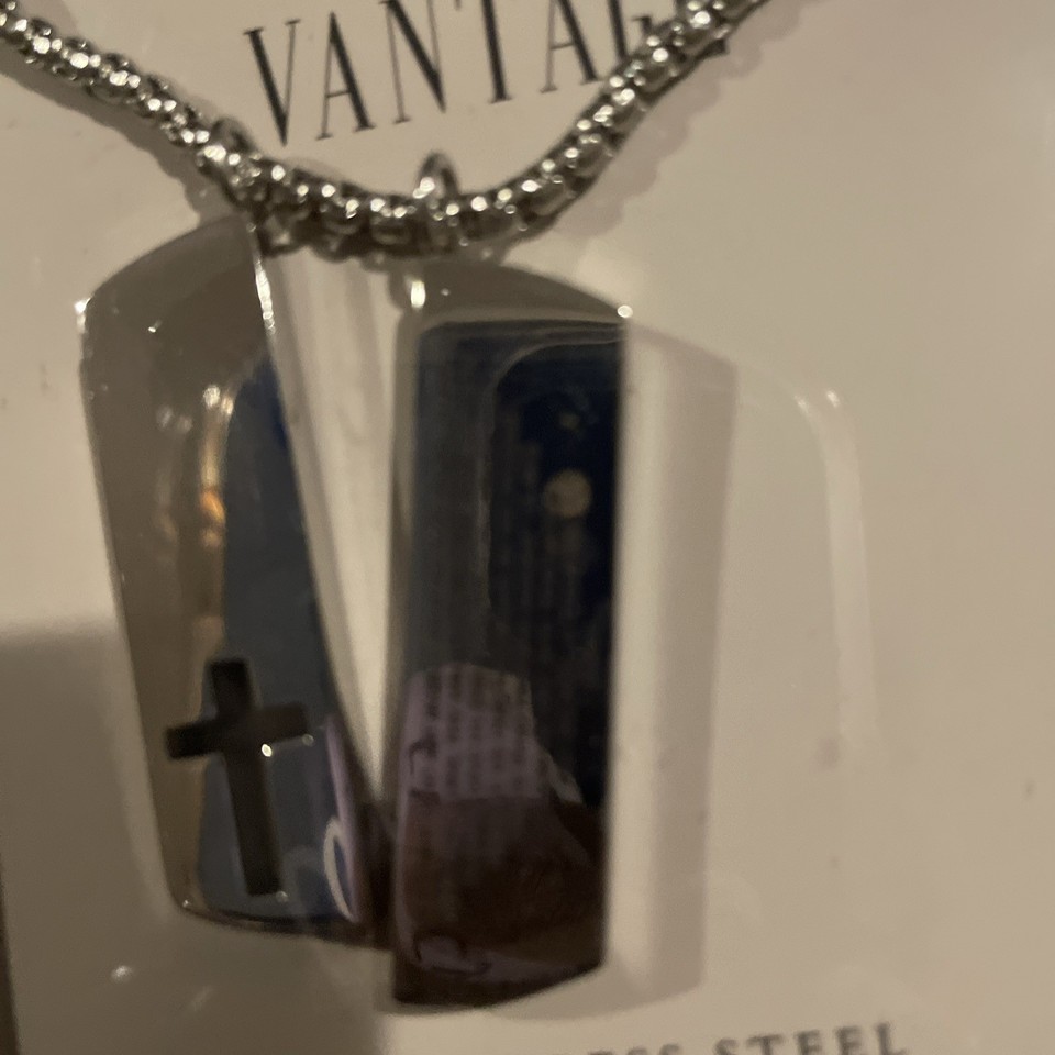NEW Vantage Cross Necklace Stainless Steel Men’s Jewelry Religious ...