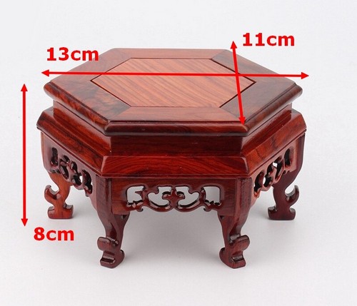 Hexagonal Natural Rosewood Legged Fishbowl Stand Bonsai Ceramic Vase ...