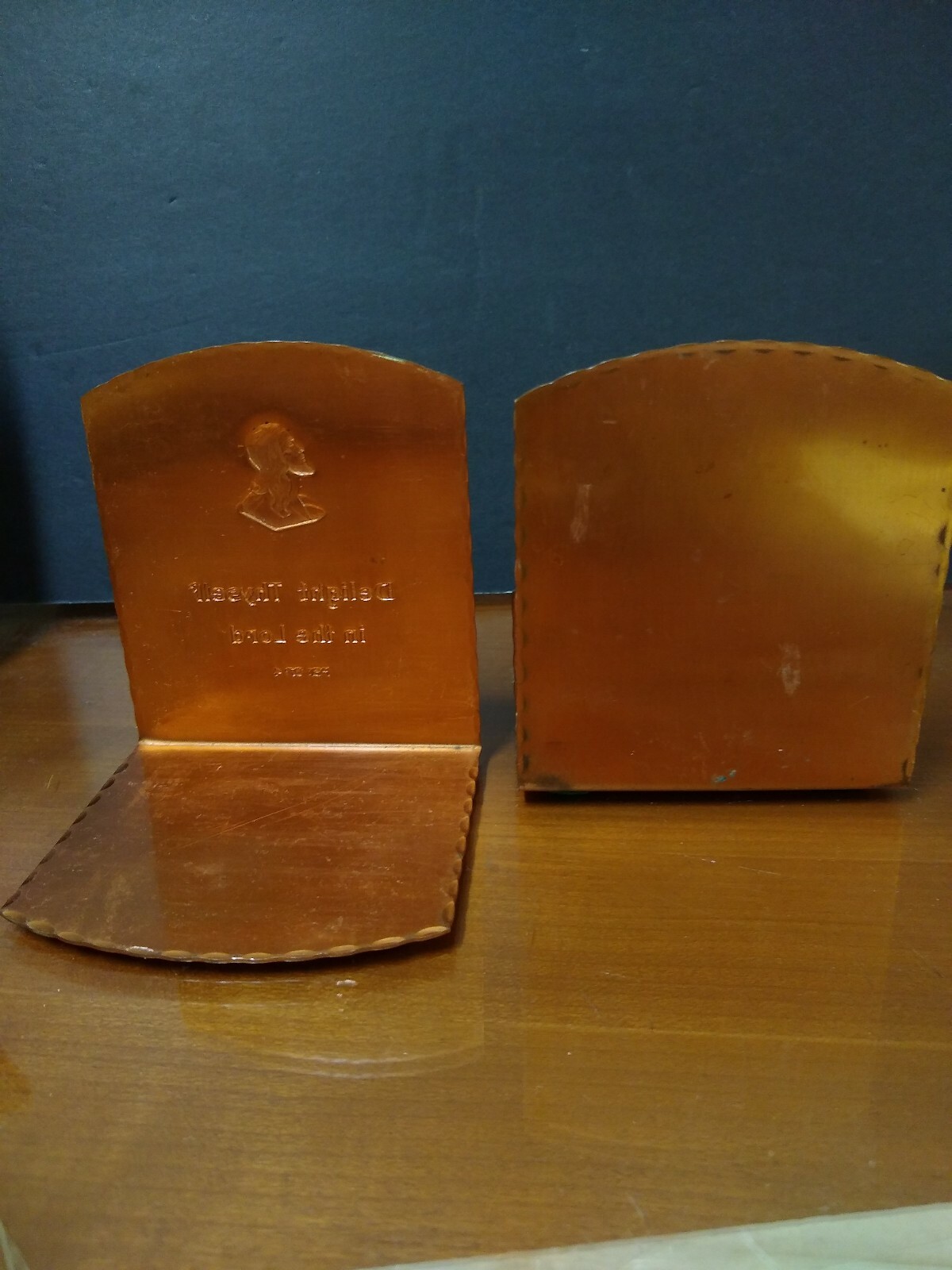 Set of 2 Copper Religious Pieces Scripture Bible Verses, Bookend and ...