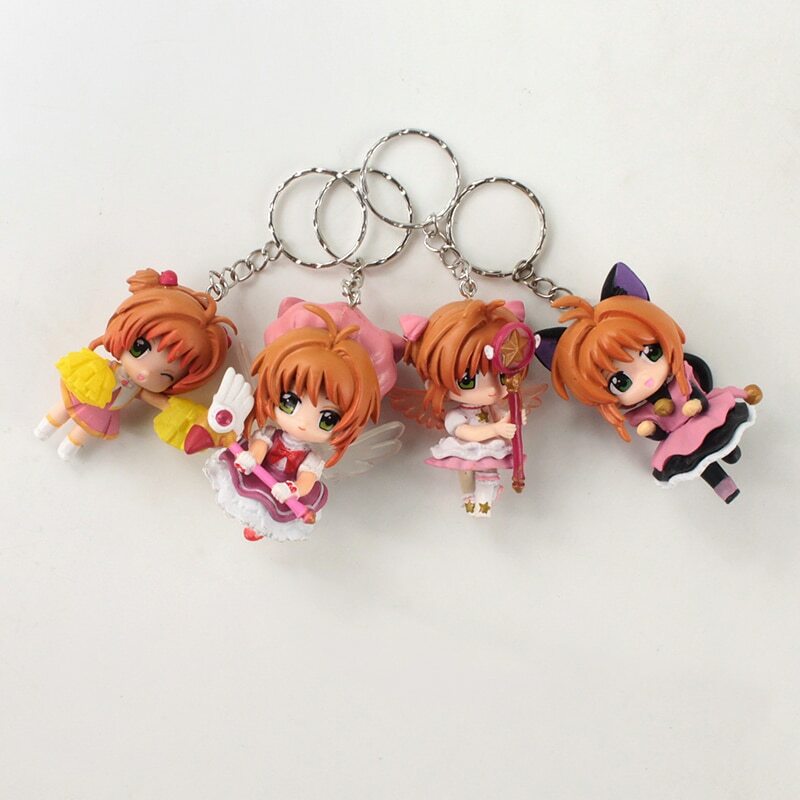 Card Captor&Sakura Kinomoto Sakura Syaoran Key Chains ANIME Figures ...