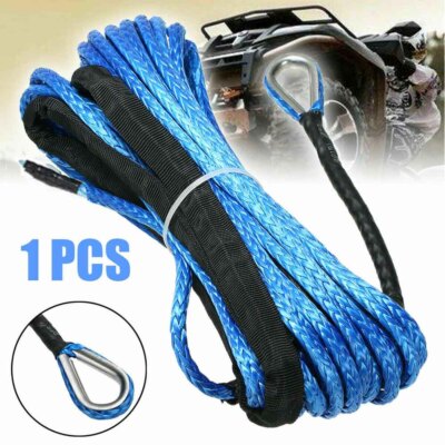 50ft 10000LBS Synthetic Recovery Cable Winch Rope Line ATV UTV 4WD w ...