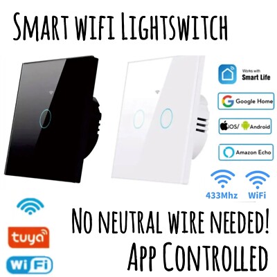 Tuya WiFi Touch Smart Light Switch NO Neutral Wire Required - UK 1 / 2 / 3 Gang， | eBay UK