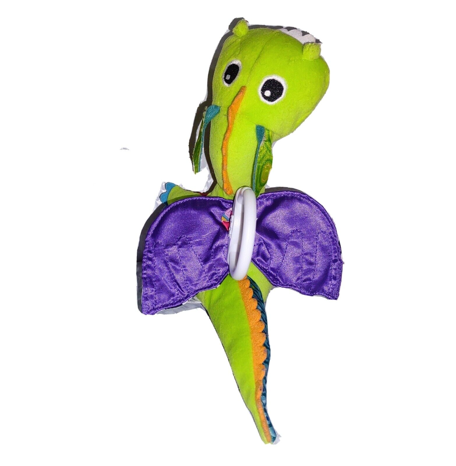 Lamaze Flip Flap DRAGON Vibrating Sensory Toy Green Plush Squeaker Clip ...