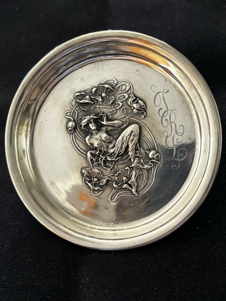 ANTQ ART NOUVEAU WILLIAM KERR STERLING SILVER PIN TRAY DISH “VIDE POCHE ...