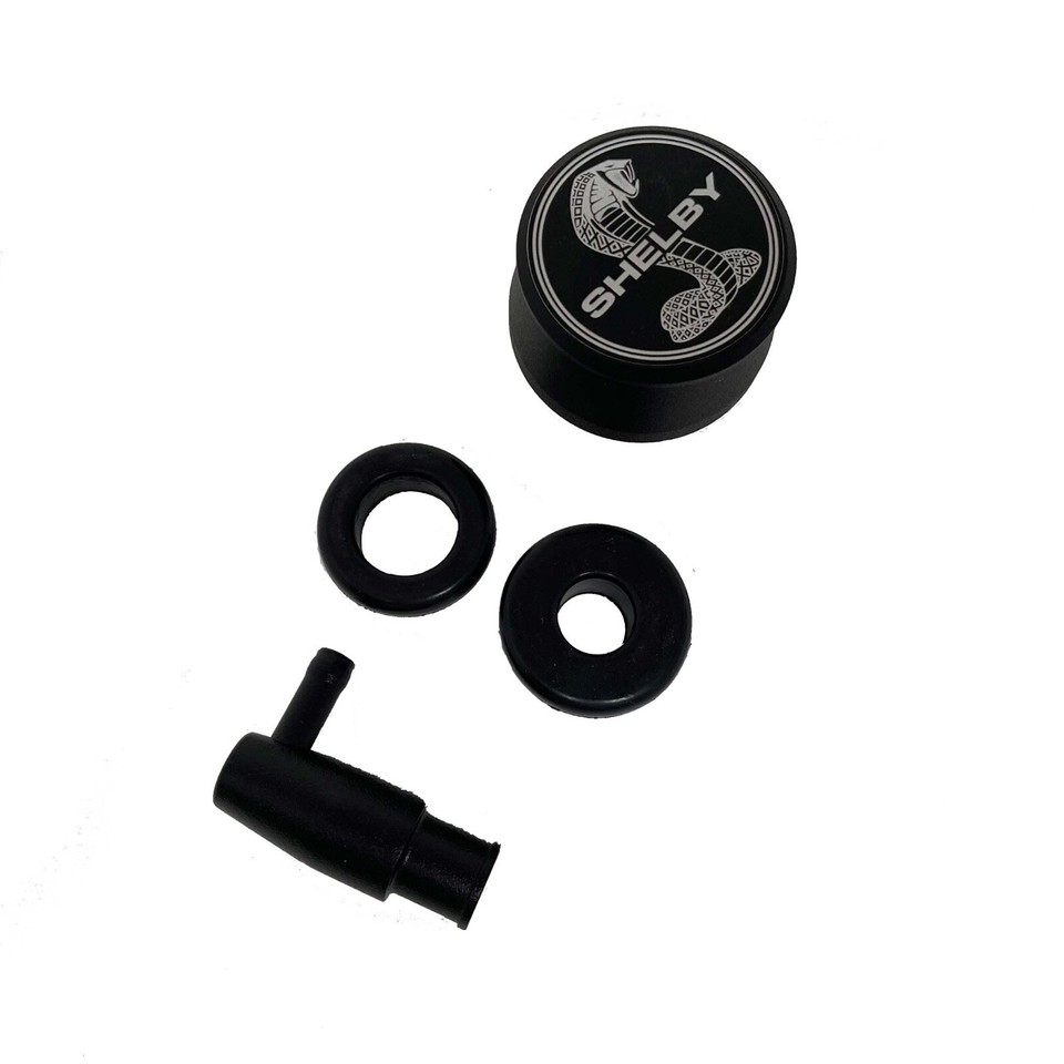 Shelby Cobra Snake Black Billet Valve Cover Breather & Small PCV valve ...
