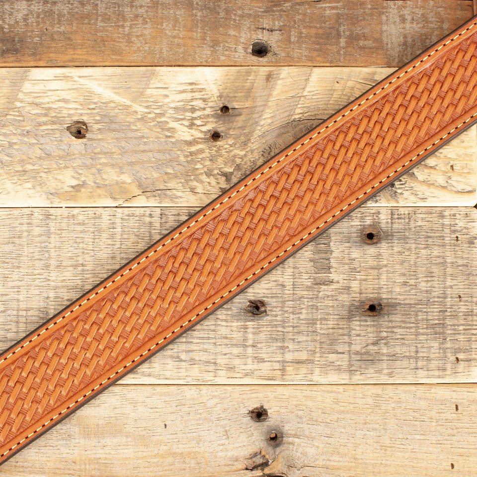 Amish Handmade Basketweave Embossed Ranger Belt - Yoder Leather | eBay