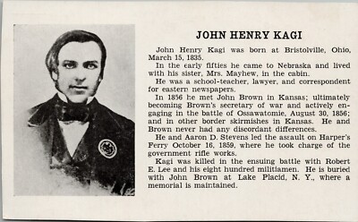 5 1/4 x 3 1/4" Postcard John Henry Kagi - John Brown's Militiaman ...