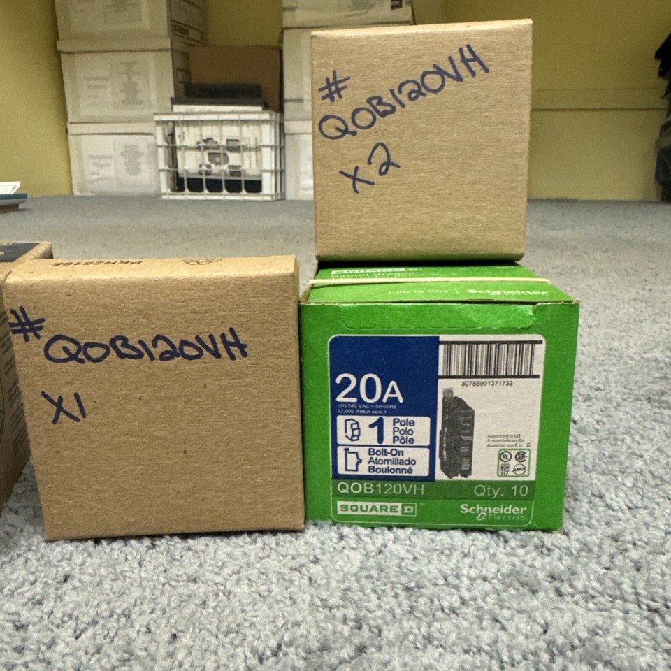 Square D QOB120VH 20 Amp 1 Pole 120 Volt 22kA Type QO Circuit Breaker ...