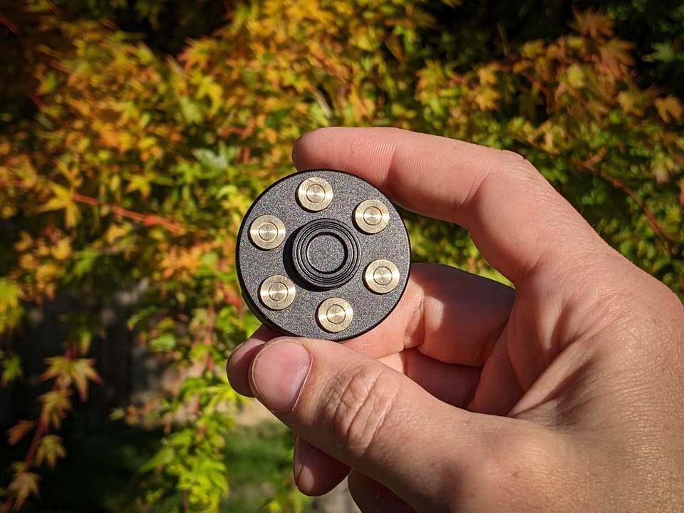 Revolver fidget spinner - brass metal with plated colored finish ...