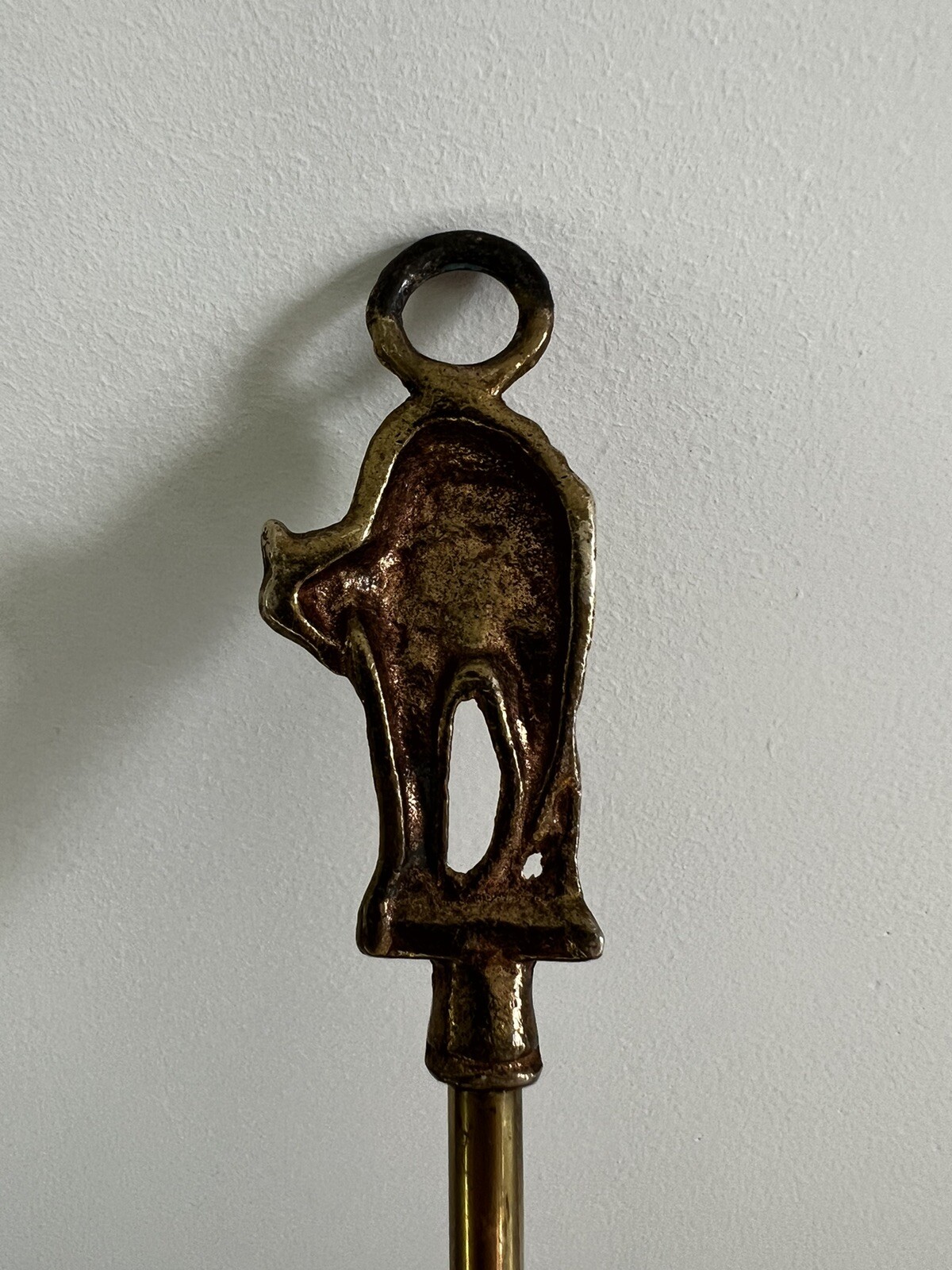 Vintage brass scaredy cat Halloween fire toasting fork fireplace ...