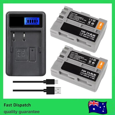 2x EN-EL3e ENEL3e Battery + Charger For Nikon D90 D200 D300S D700 D80 ...