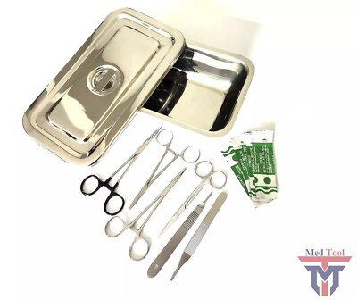 Set of 12 Pieces Basic Minor Surgery Kit Steel Box Surgical Instruments ...