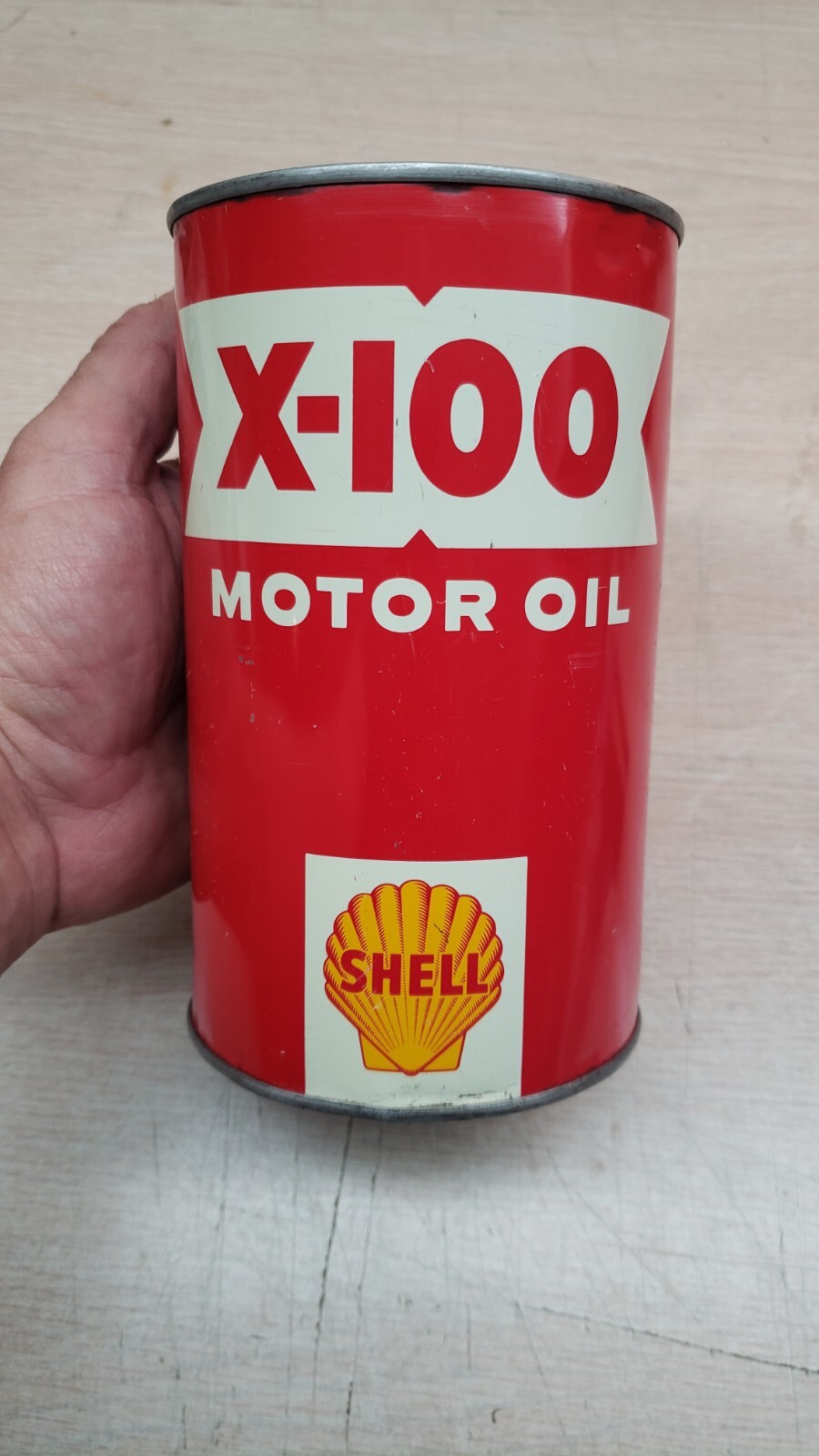 vintage advertising shell x-100 motor oil can canadian quart | eBay