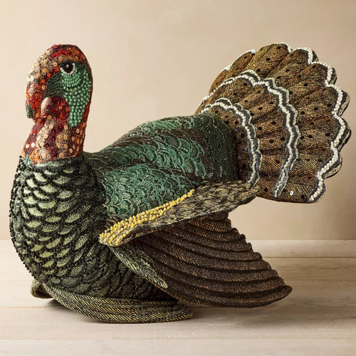 John Derian x Target 2024 Beaded Turkey Pillow Thanksgiving NWT NEW 16 ...