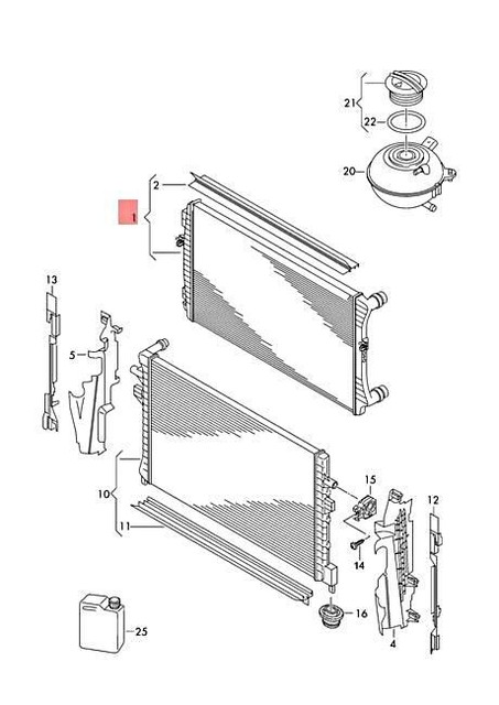 AUDI SKODA VW Seat A1 Kamiq Scala Cooler for Coolant 2Q0121253M Genuine ...