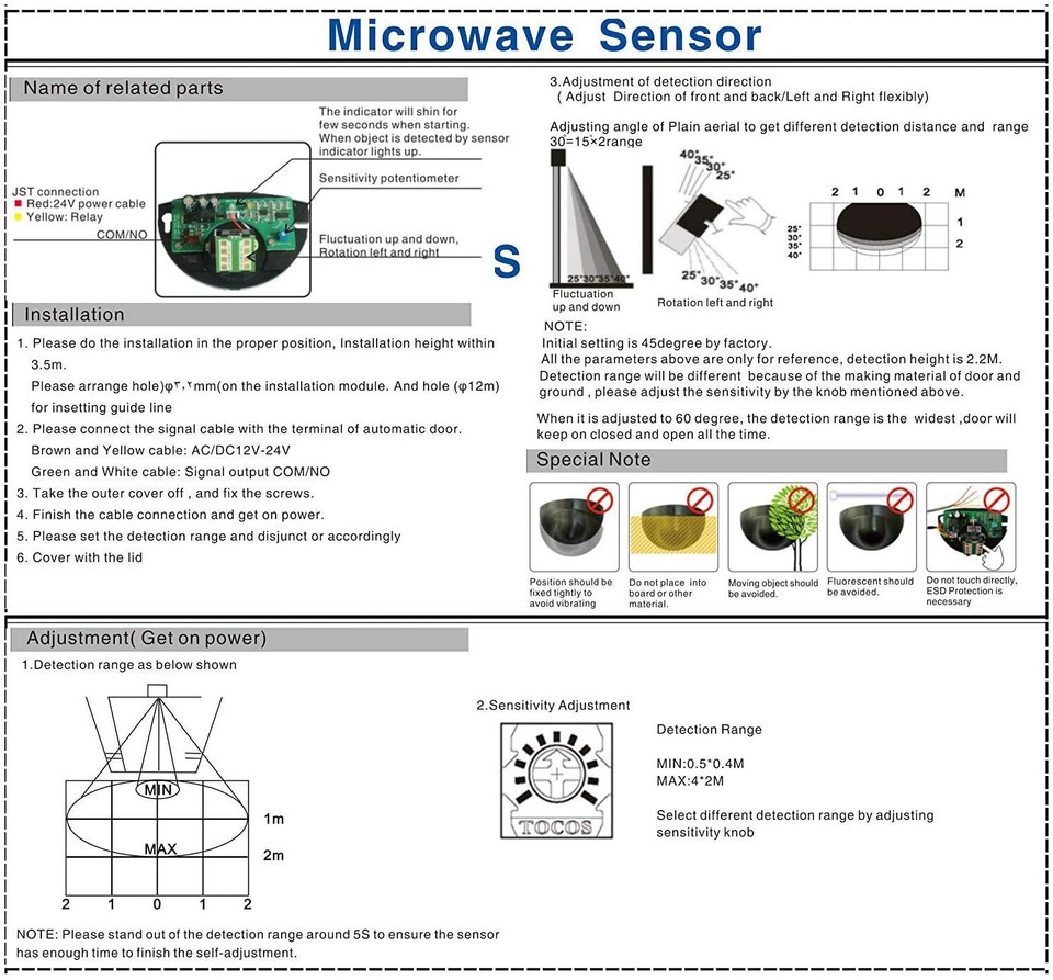 24.125GHz Micro Wave Motion Detector Sensor for Automatic Door Control ...