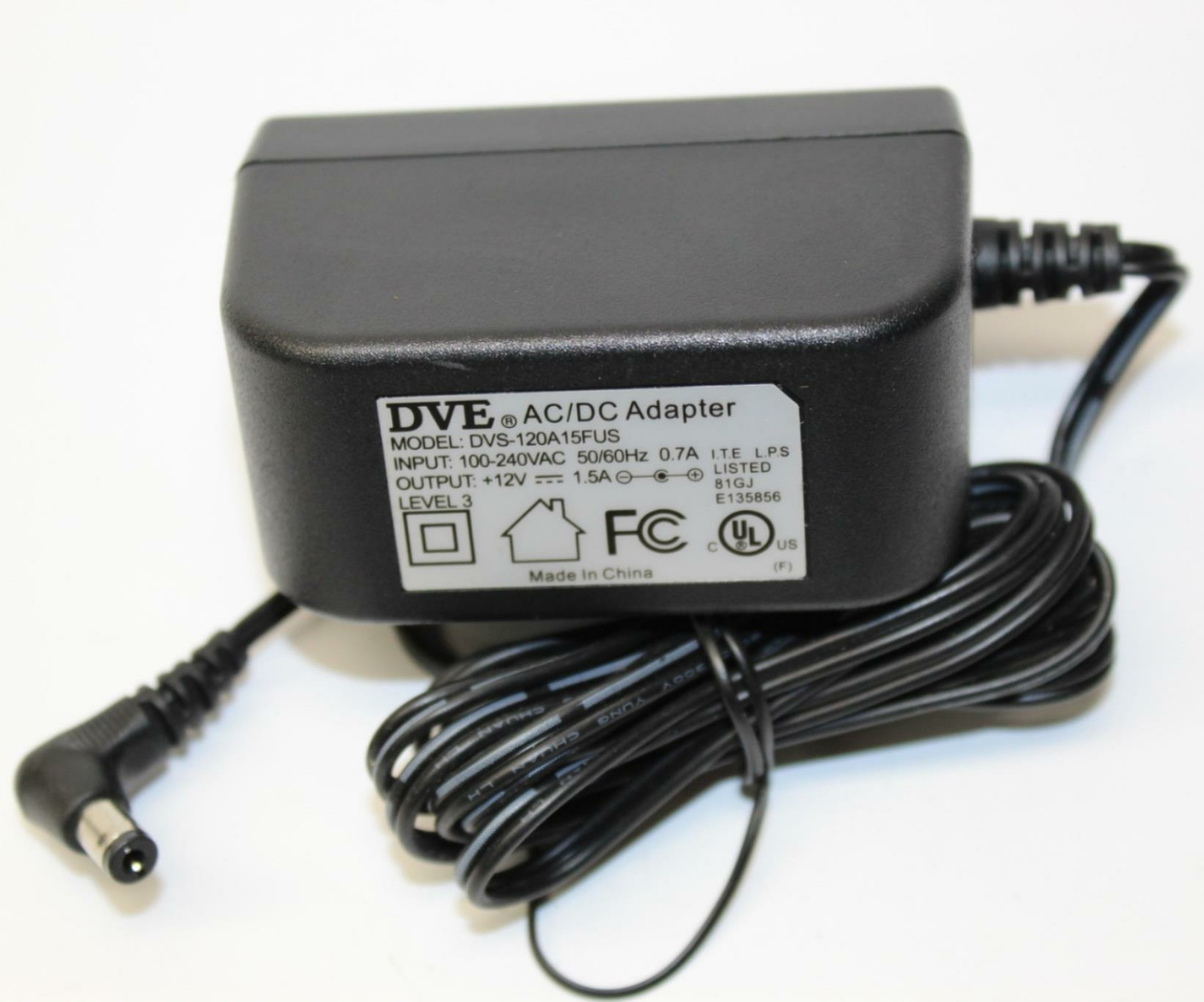 DVE DVS-120A15FUS AC/DC Adapter Output 12V 1.5A Power Supply ...