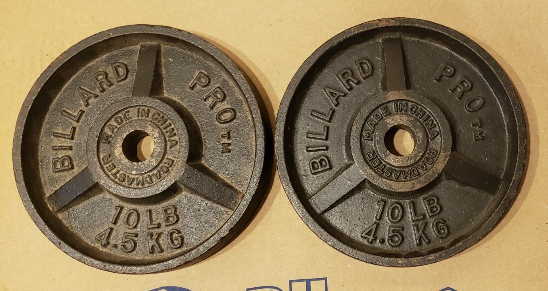 Rare VTG Billard Barbell PRO 10lb Standard Weights Cast Iron Roadmaster ...